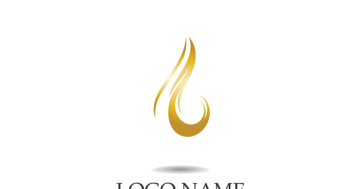 Hair wave gold line logo vector template design v5
