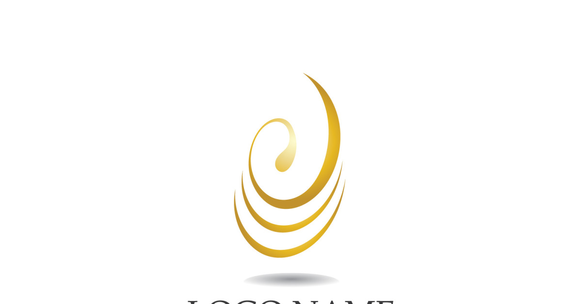 Hair wave gold line logo vector template design v16