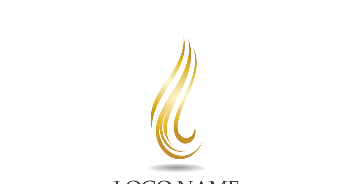 Hair wave gold line logo vector template design v20