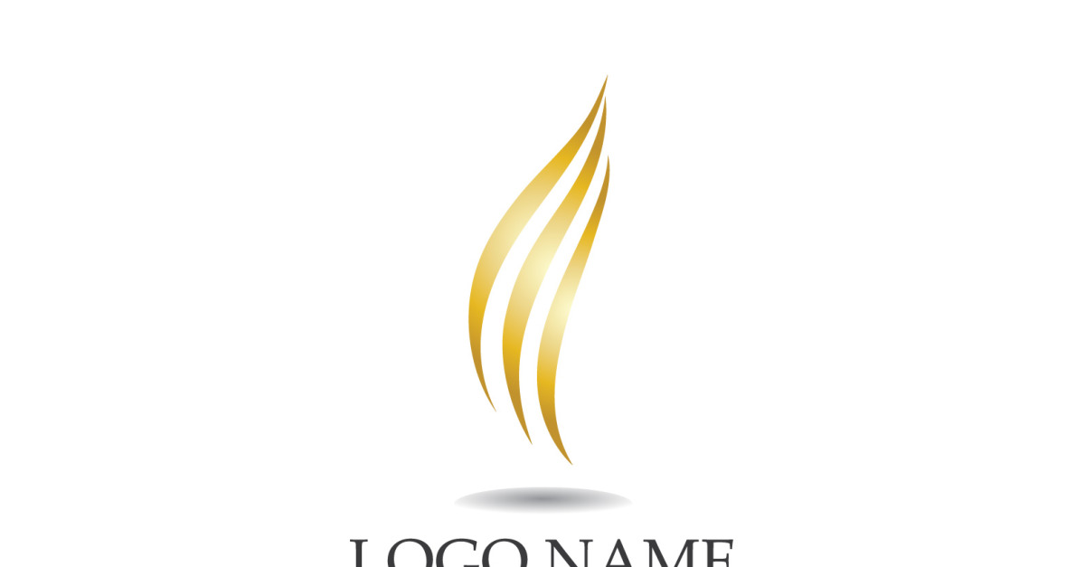 Hair wave gold line logo vector template design v31