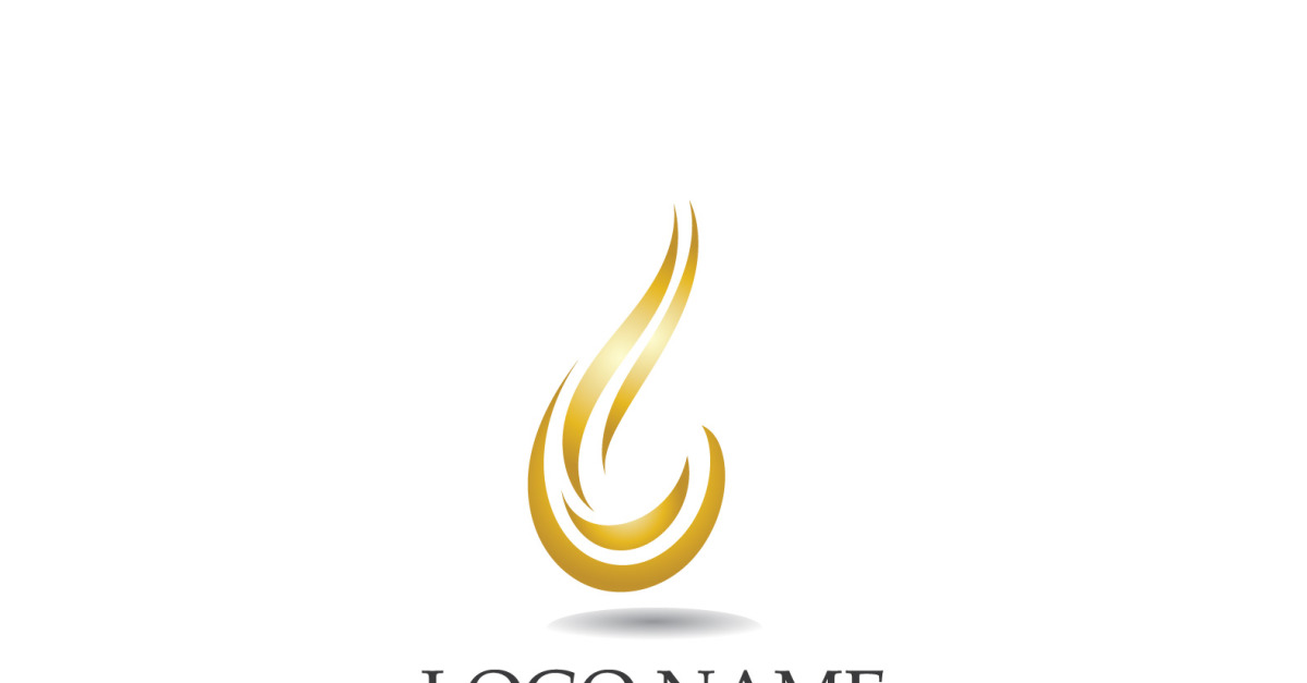 Hair wave gold line logo vector template design v34