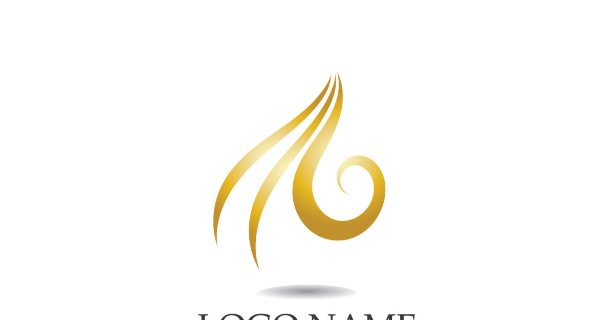Hair wave gold line logo vector template design v37
