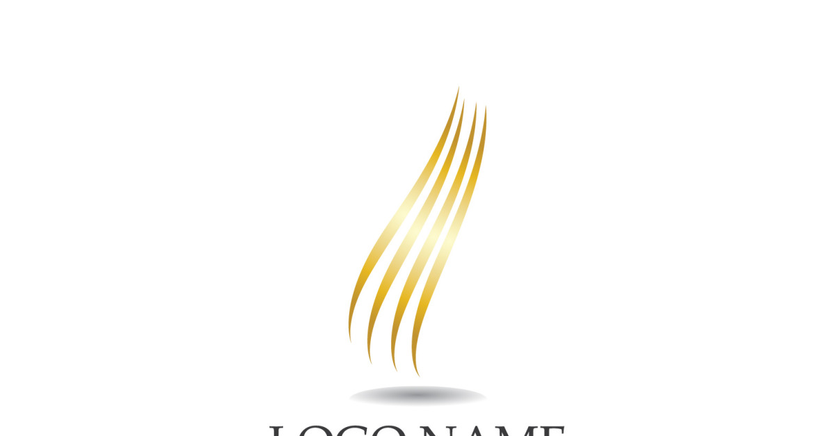 Hair wave gold line logo vector template design v46