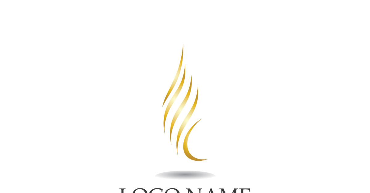 Hair wave gold line logo vector template design v48