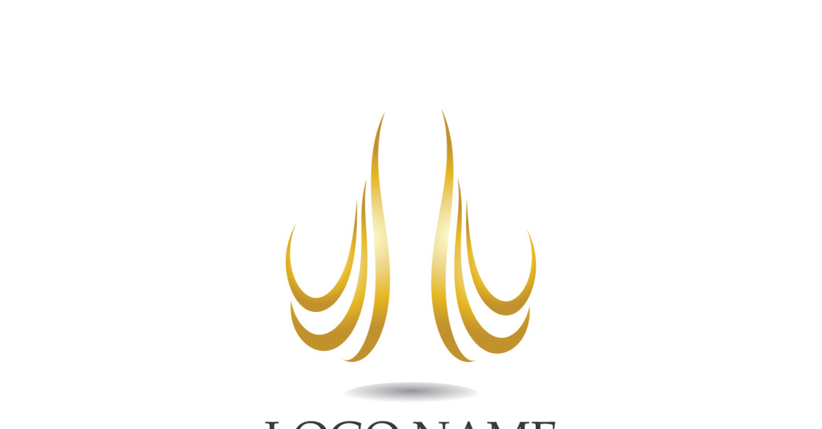 Hair wave gold line logo vector template design v52