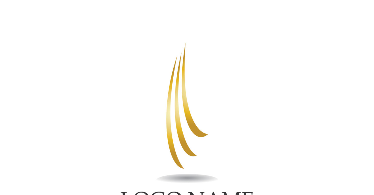 Hair wave gold line logo vector template design v54