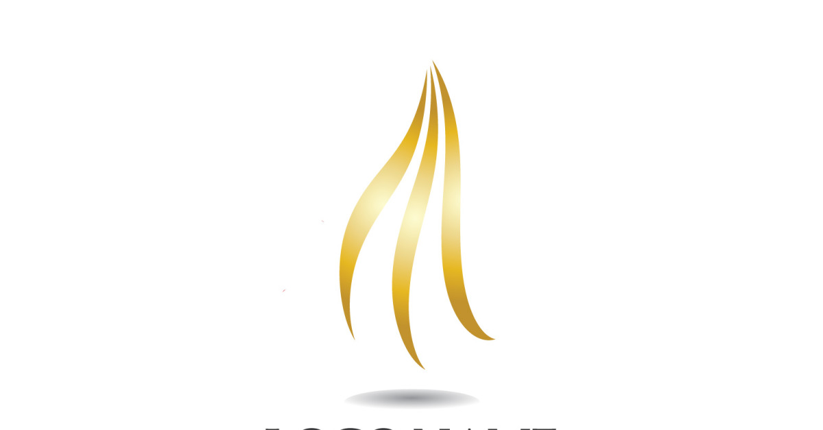 Hair wave gold line logo vector template design v58