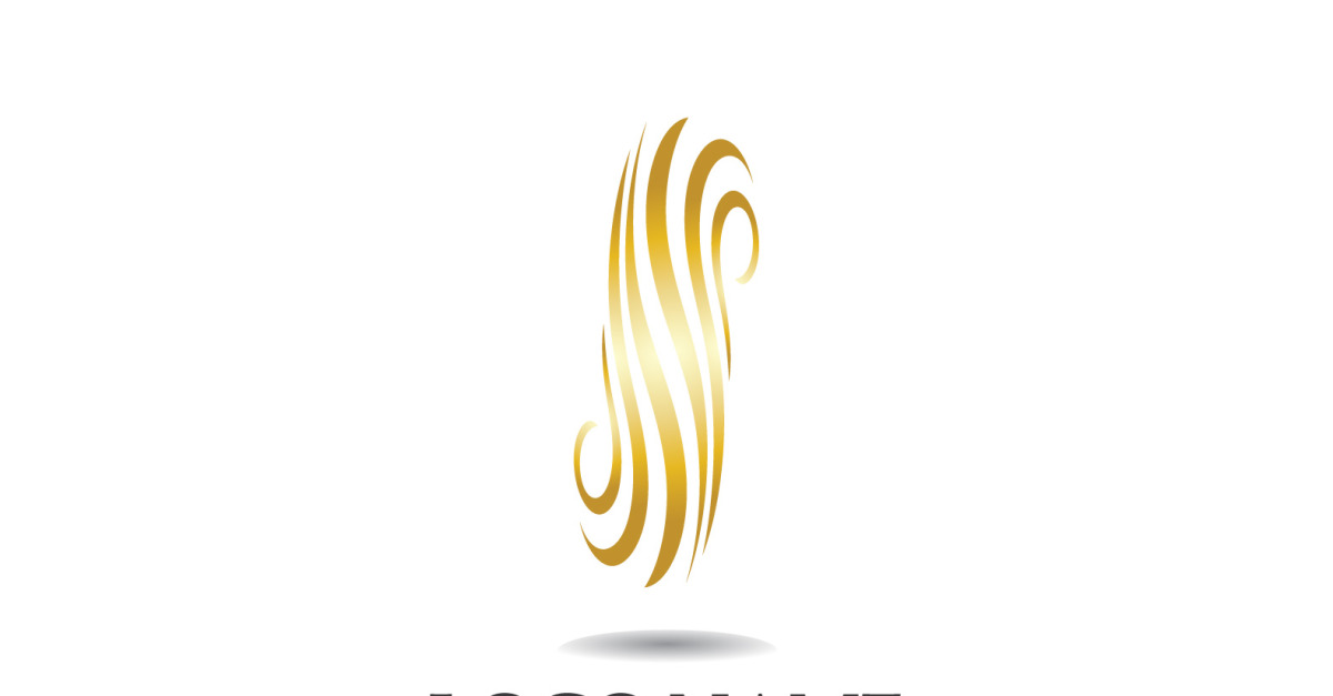 Hair wave gold line logo vector template design v59