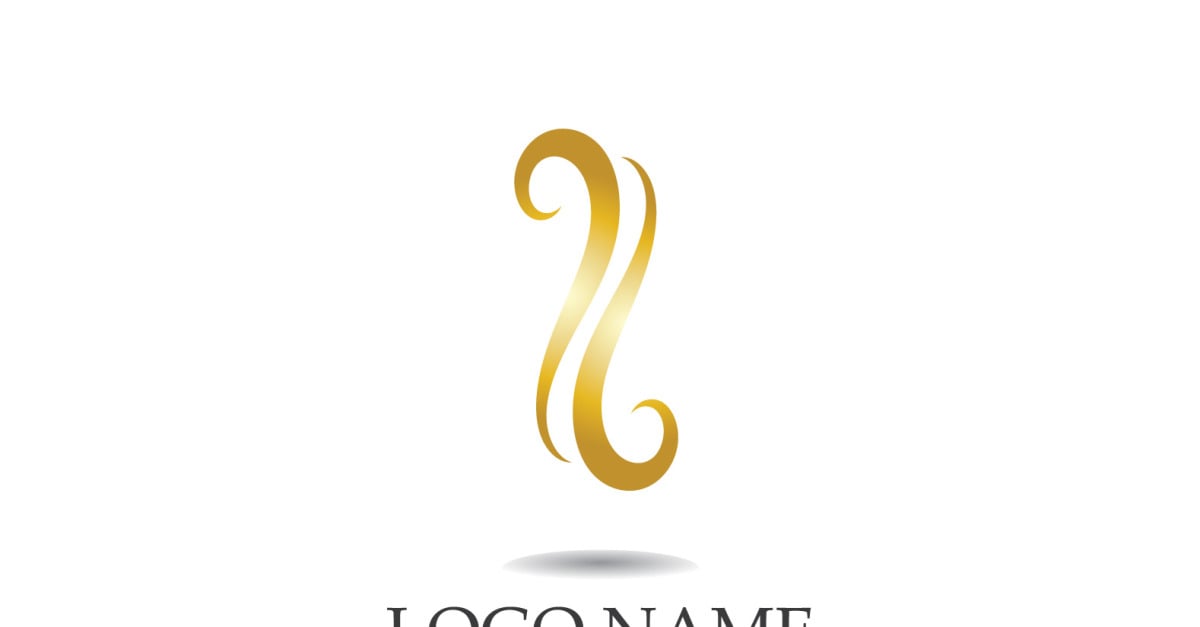 Hair wave gold line logo vector template design v7