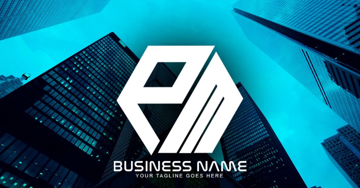 Professional Polygonal PM Letter Logo Design For Your Business - Brand ...