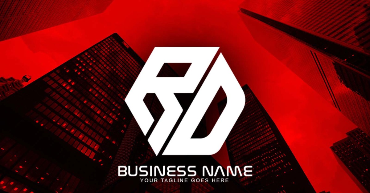 Design de logotipo de carta RD poligonal profissional para sua empresa - identidade de marca
