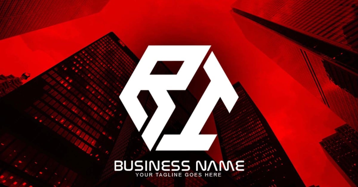 Professional Polygonal RI Letter Logo Design For Your Business - Brand ...
