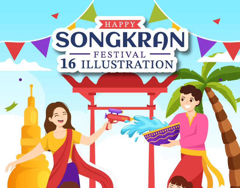 16 Songkran Festival Day Illustration - TemplateMonster
