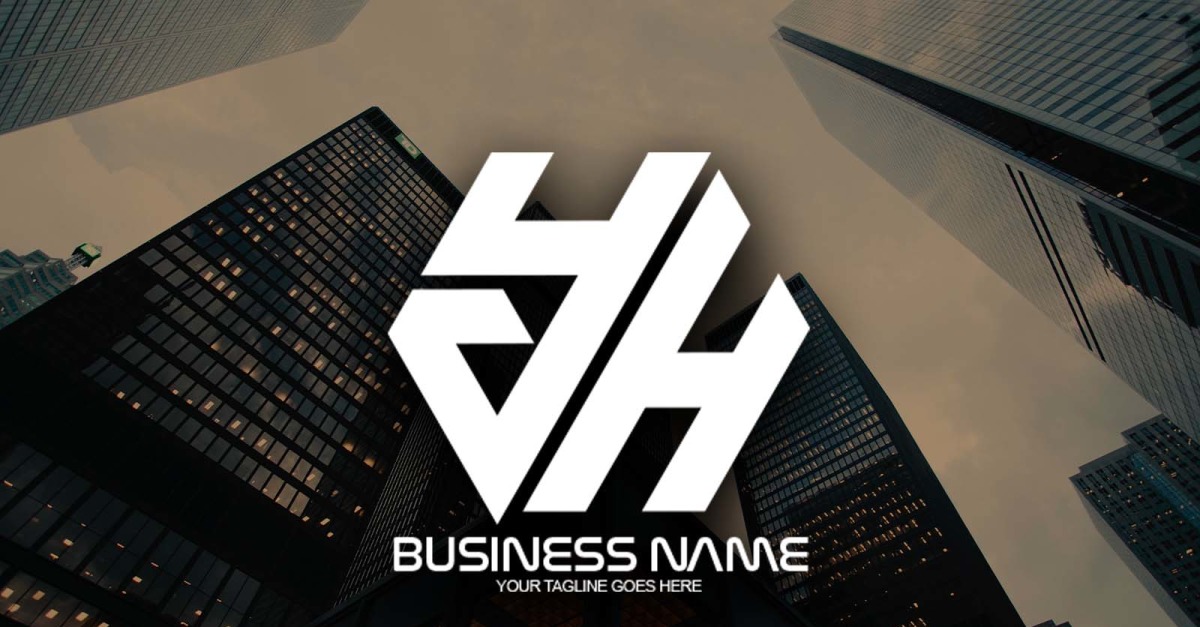 Création de logo de lettre YH polygonale professionnelle pour votre entreprise - Identité de marque