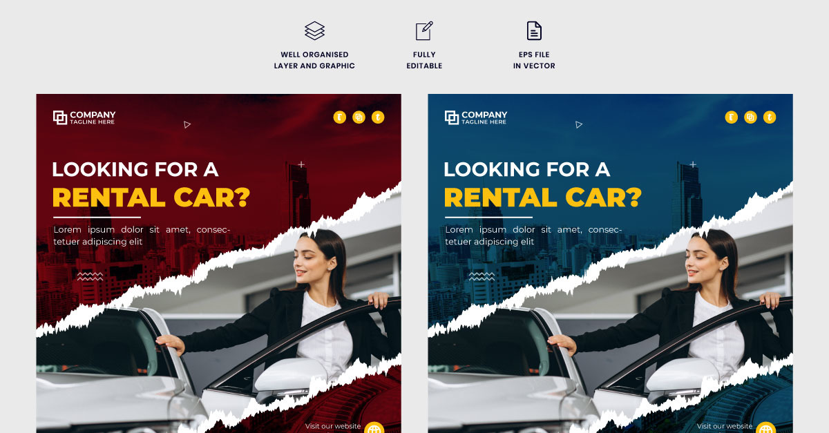 Car rental promotional template vector - TemplateMonster
