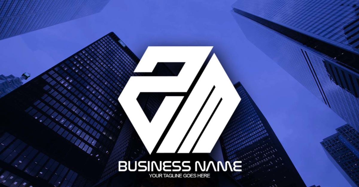 Création de logo de lettre ZM polygonale professionnelle pour votre entreprise - Identité de marque