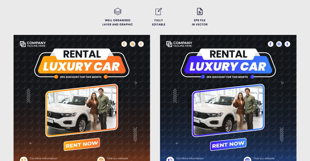 Rent a car business promotion template vector