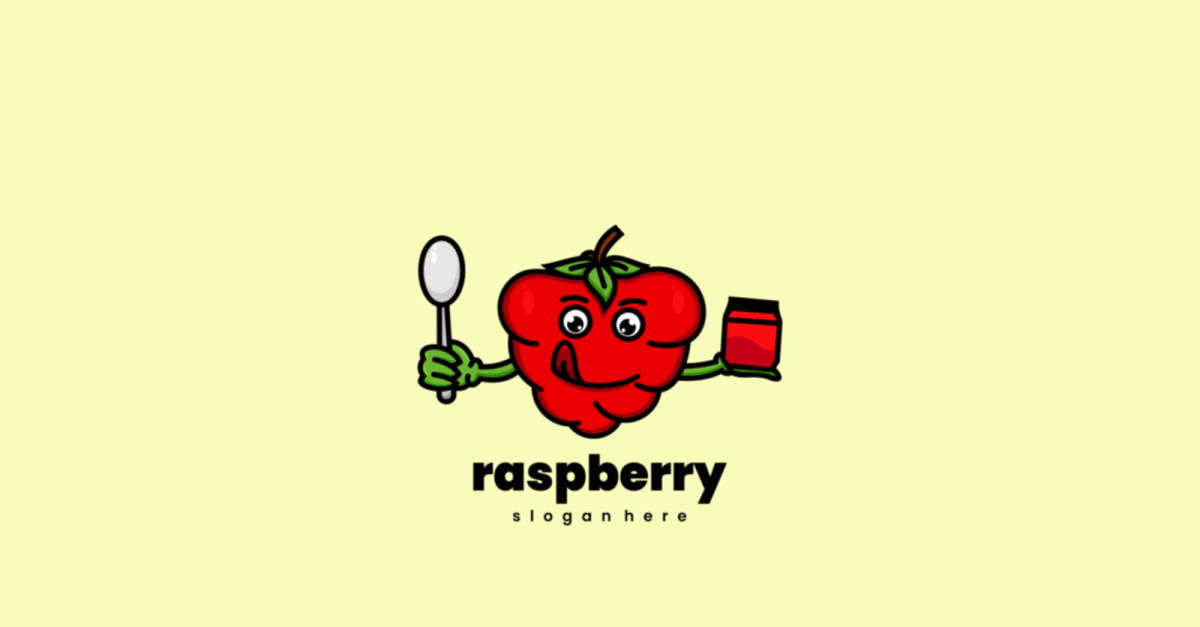 Raspberry Mascot Cartoon Logo #316634 - TemplateMonster