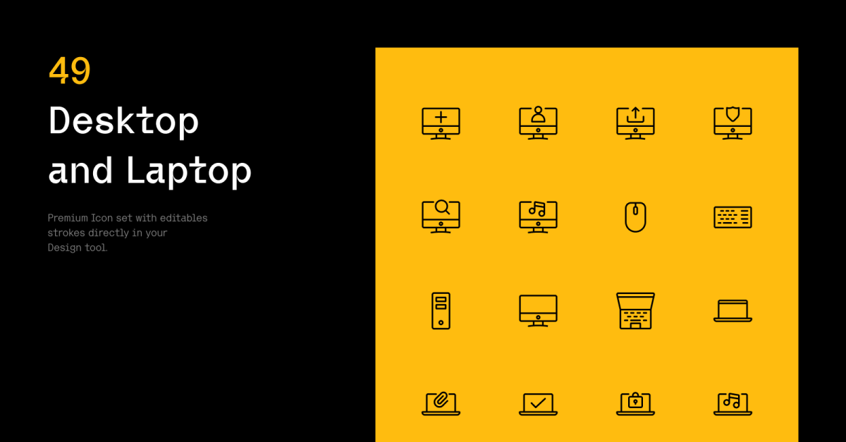 Desktop and Laptop - Stroke Icon Pack - TemplateMonster