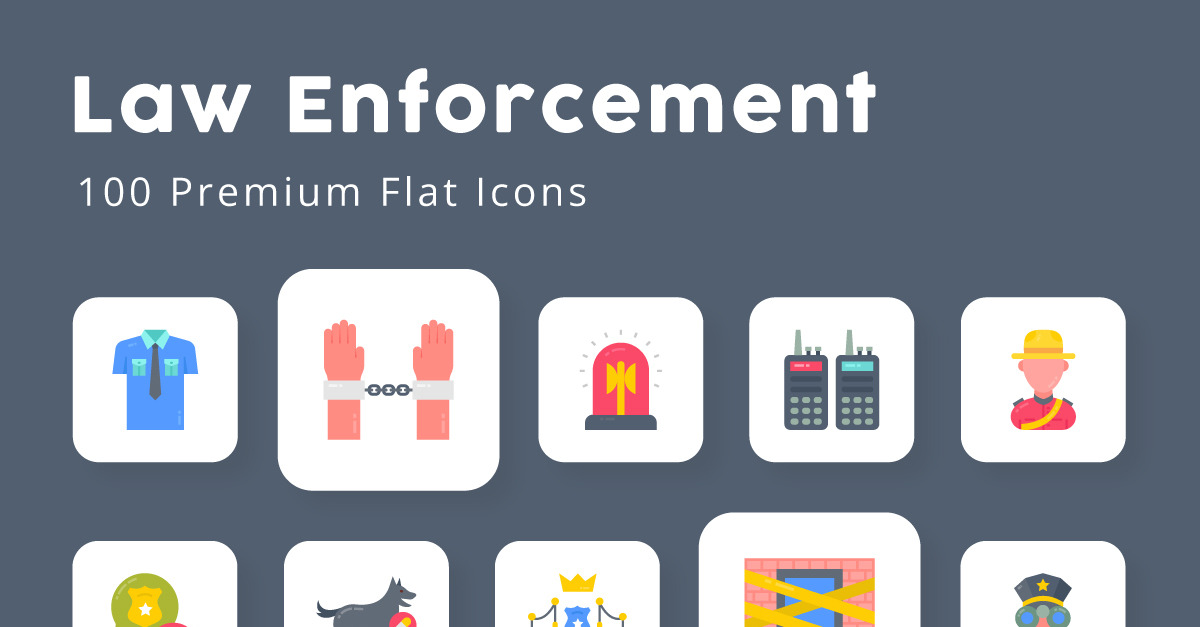 Law Enforcement Unique Flat Icons #316857 - TemplateMonster