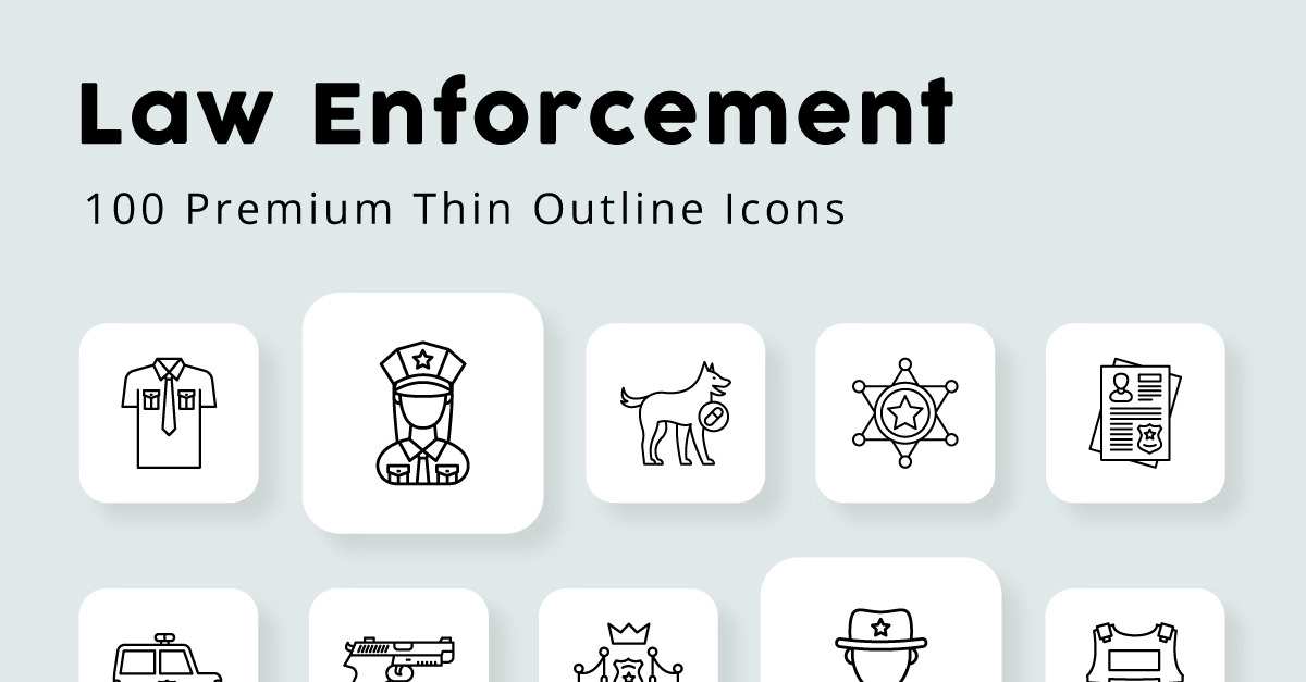 Law Enforcement Unique Outline Icons - TemplateMonster
