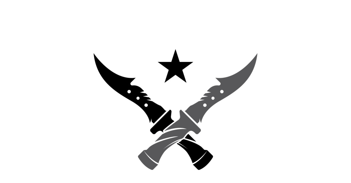 Guerre commando couteau icône logo vecteur version v14
