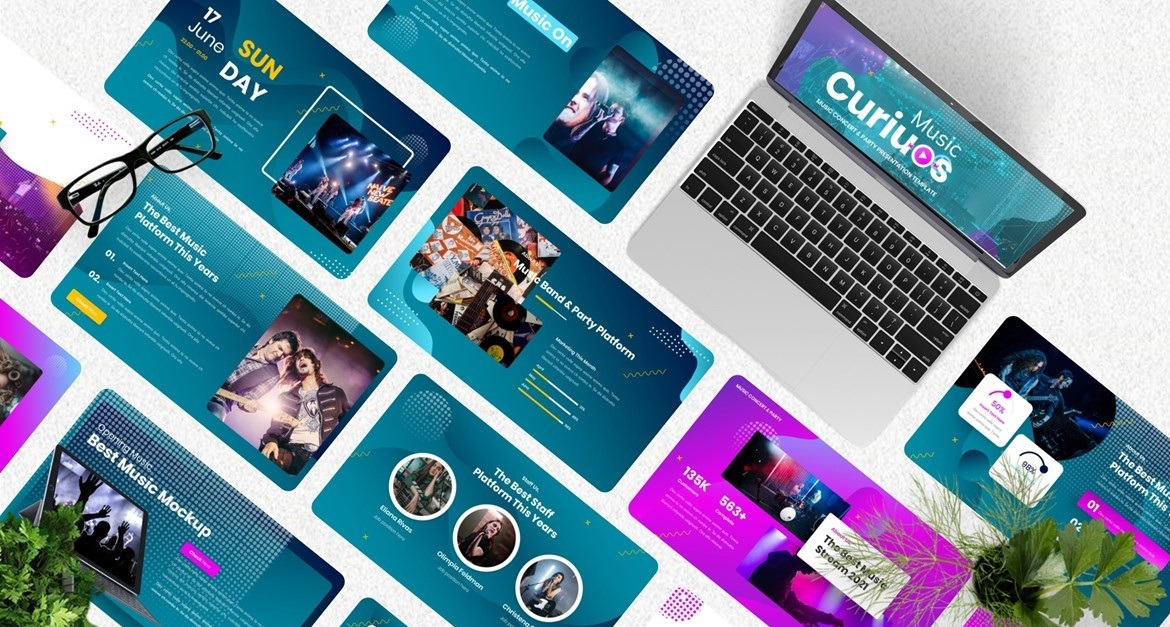 Curiuos - Plantillas de diapositivas de Google para música industrial