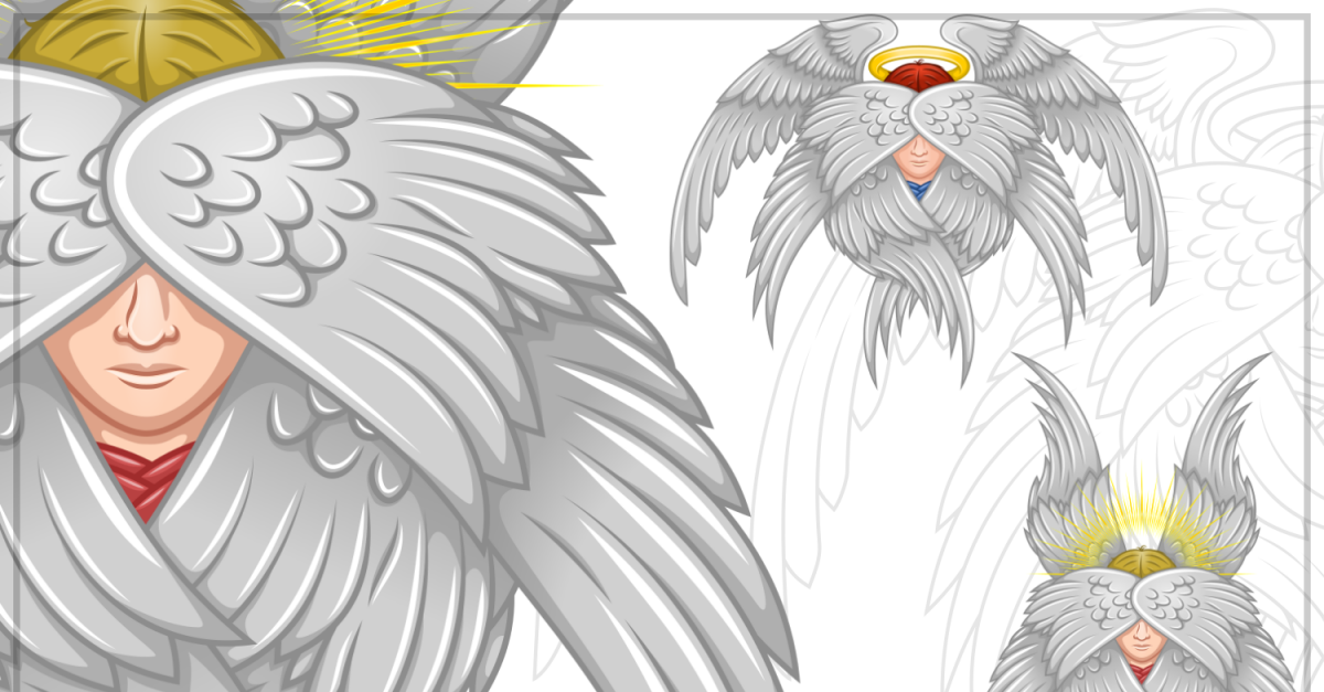 Diseño vectorial de ángel con seis alas - TemplateMonster