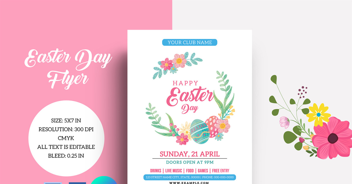 Printable Easter Party Invitation Flyer, Ms Word, Psd and Canva