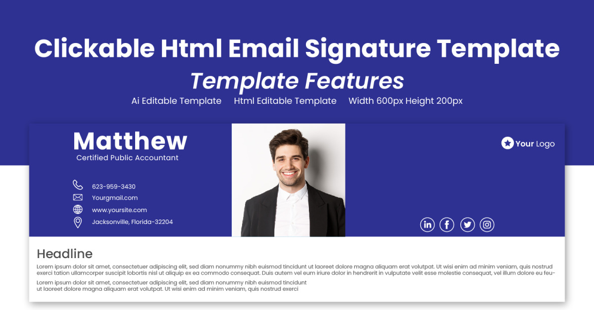 Clickable Html Signature Design - Email Template
