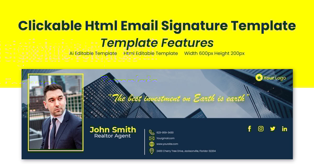 Clickable Html Signature Template - Html Signature Design - Email Design