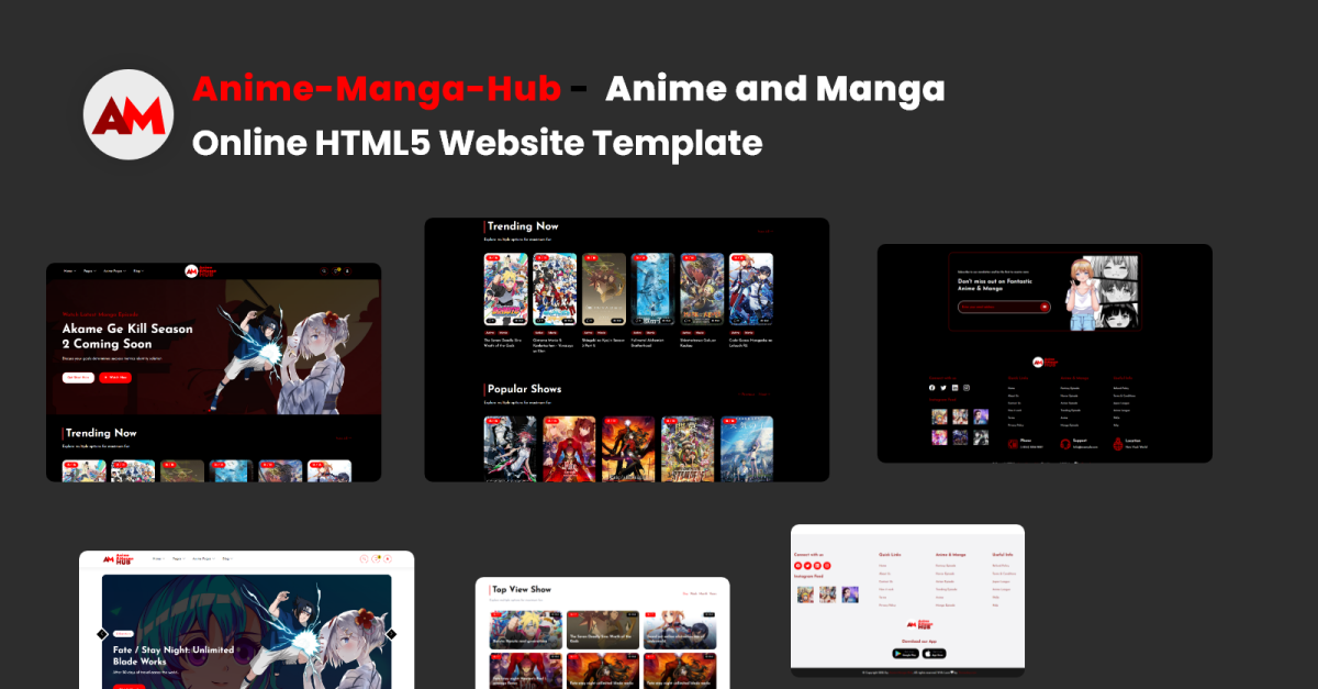 Anime-Manga-Hub - Plantilla de sitio web HTML5 de anime y manga en línea