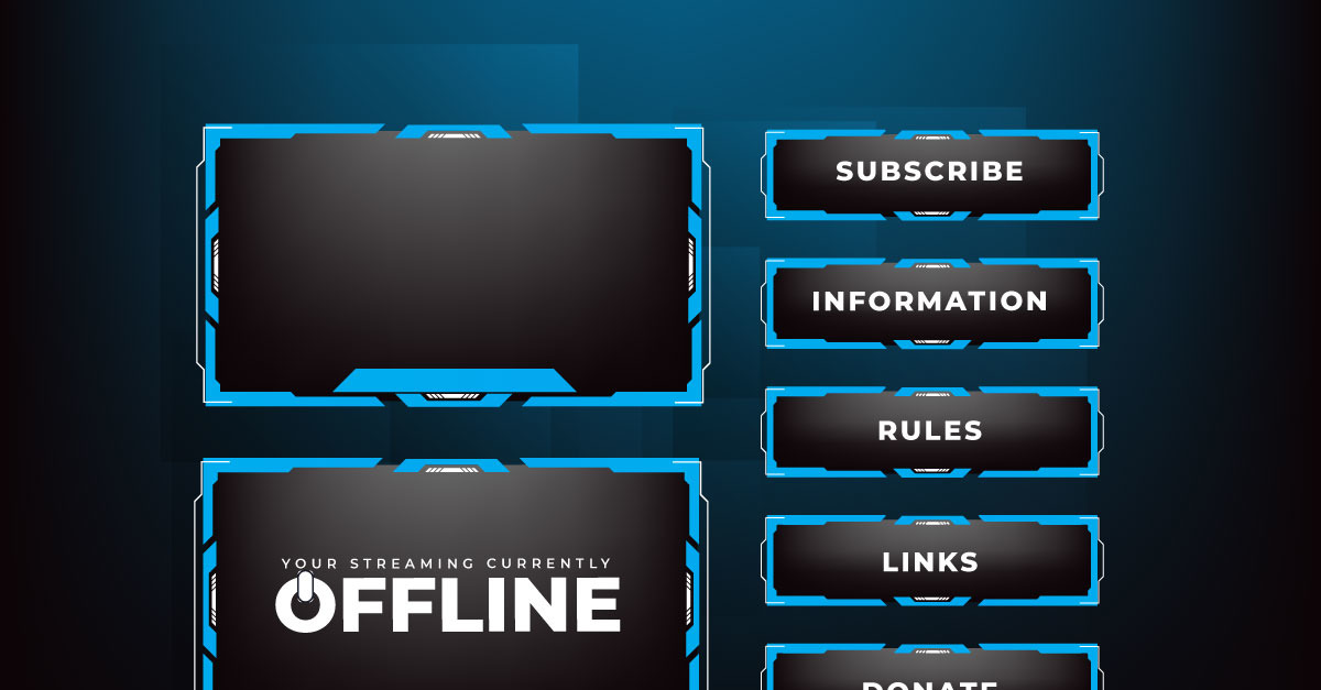 Modern gaming overlay template vector - TemplateMonster