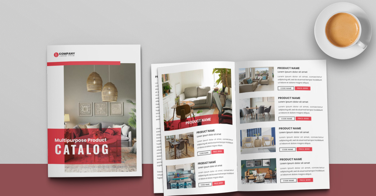 Plantilla de catálogo de productos mínimos y diseño de diseño de catálogo