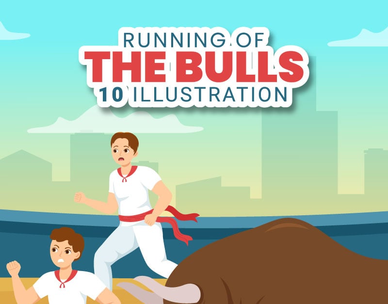 10 Running of the Bulls Illustration - TemplateMonster