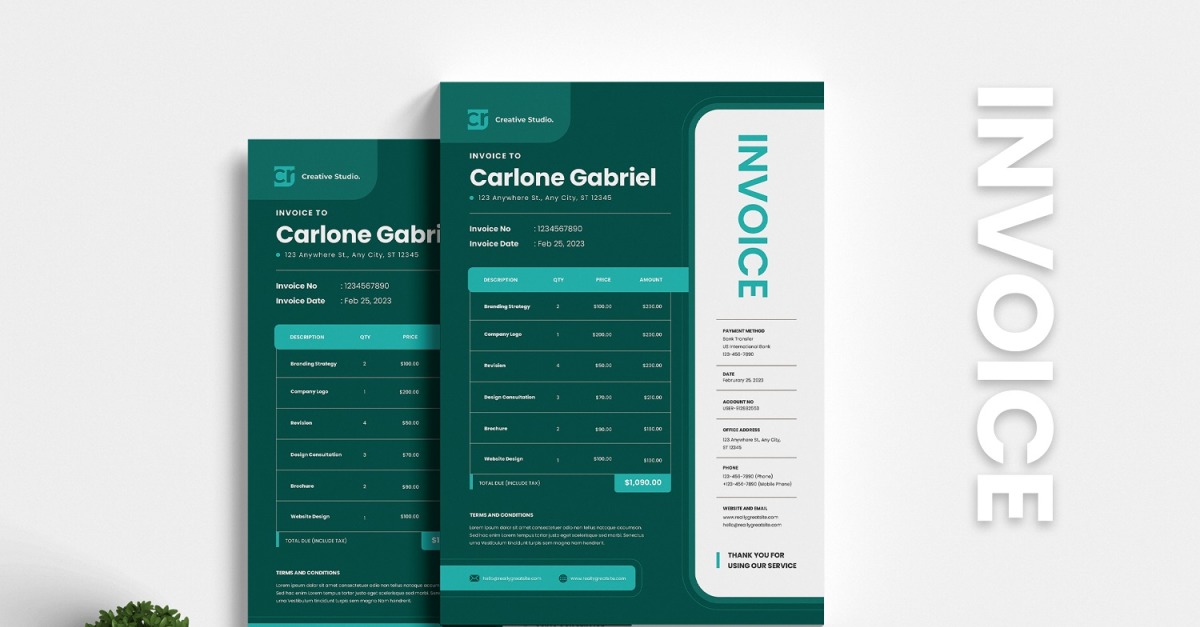 Creative Studio Invoice Template #318284 - TemplateMonster