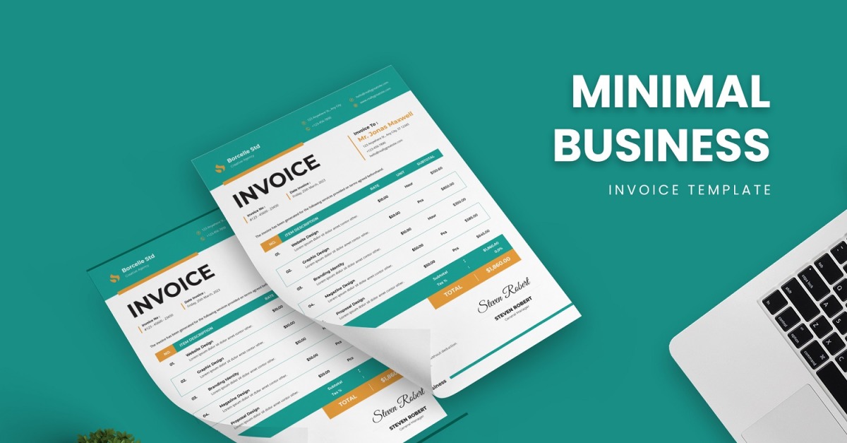 Minimal Business Invoice Template #318272 - TemplateMonster
