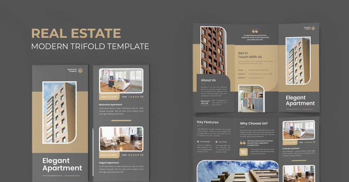 Apartment Trifold Brochure #318316 - TemplateMonster