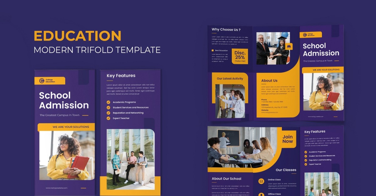 College Education Trifold Brochure #318312 - TemplateMonster