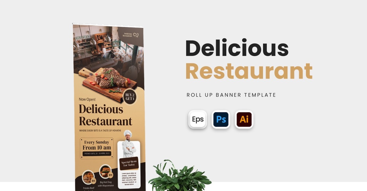 Delicious Resto Roll Up Banner #318307 - TemplateMonster