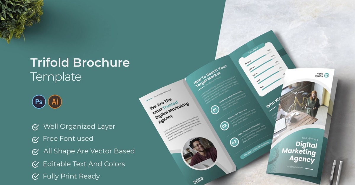 Digital Agency Trifold Brochure #318310 - TemplateMonster