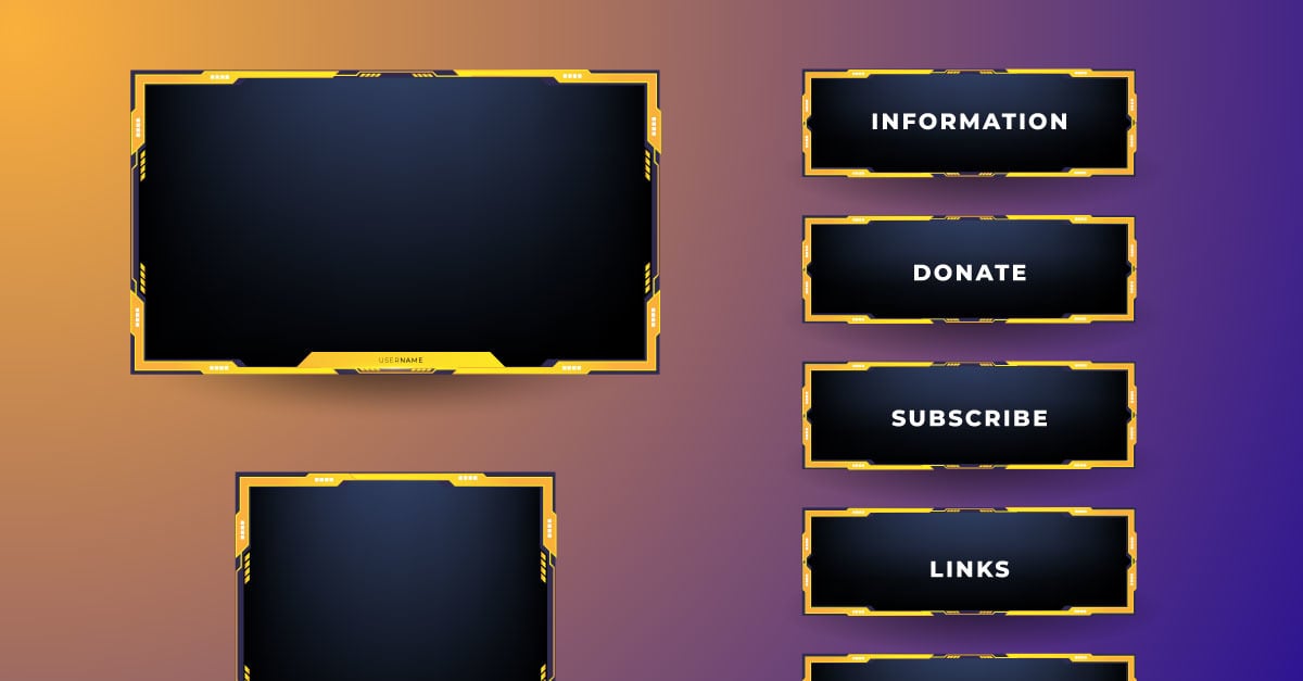 Live stream gameing panel template idea with game screen, live chat and ...