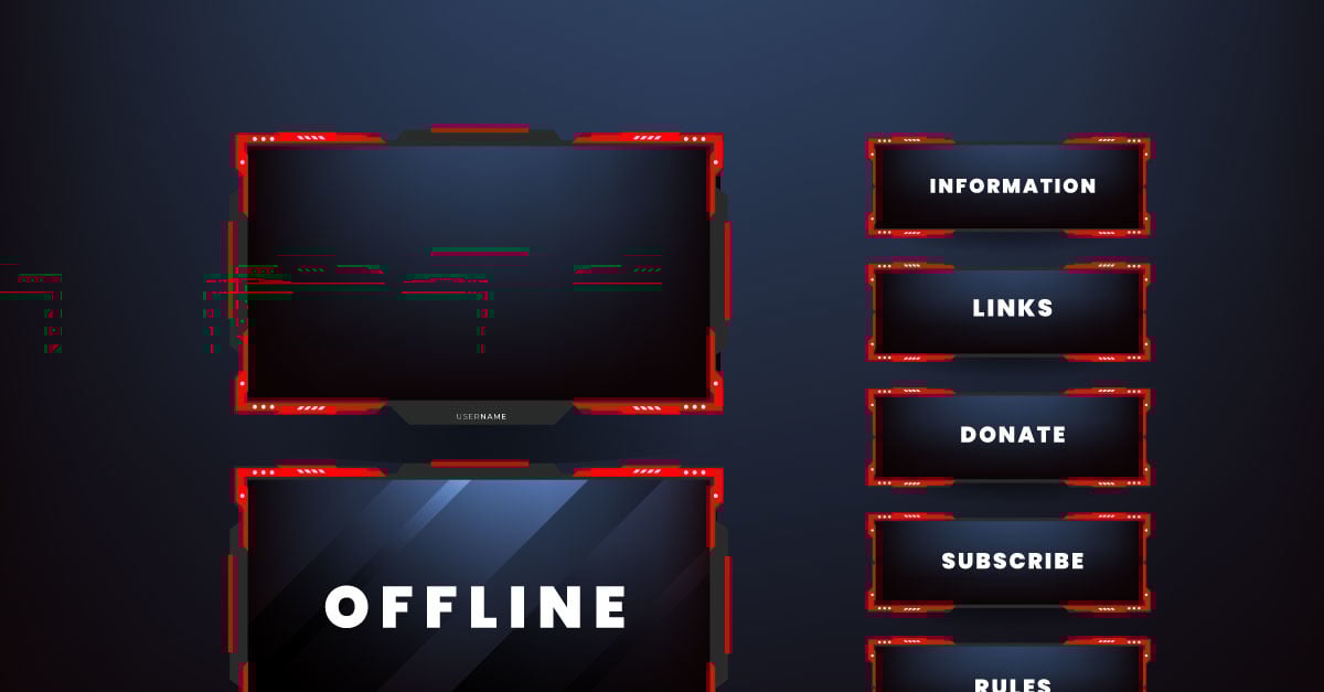 Live stream gameing panel template with game screen,design
