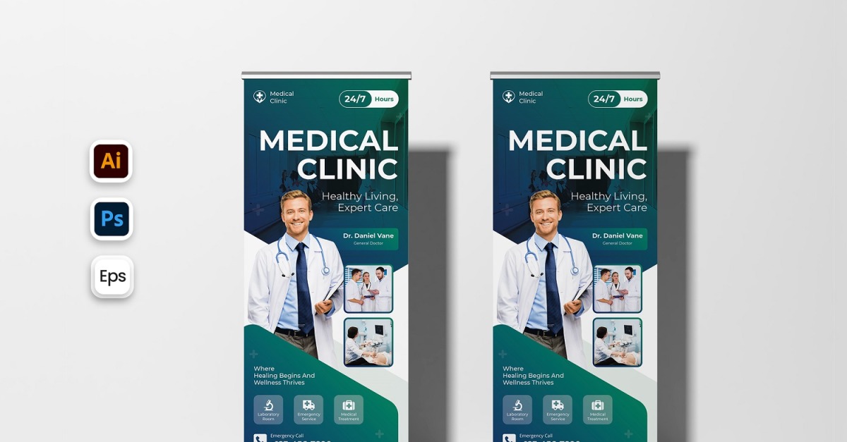 Tıbbi Klinik Roll Up Banner #318301 - TemplateMonster