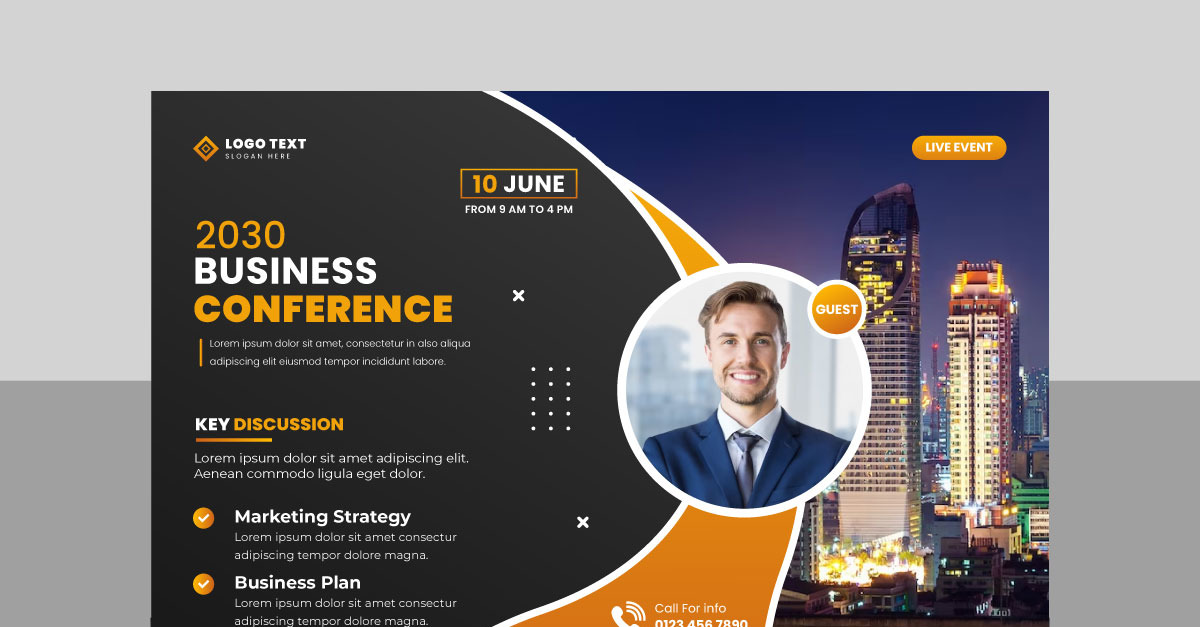 Business conference event flyer template or horizontal webinar ...