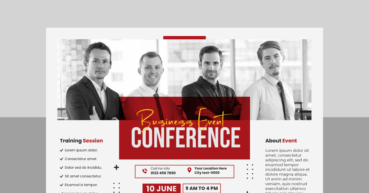 Creative business conference flyer template or webinar horizontal event ...