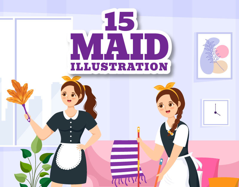 15 Professional Girl Maid Illustration - TemplateMonster