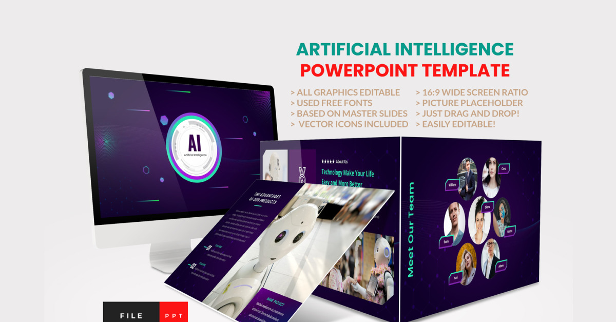 Modèle PowerPoint d'intelligence artificielle
