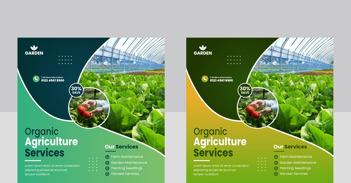 Agriculture farming services social media post banner template or Lawn ...