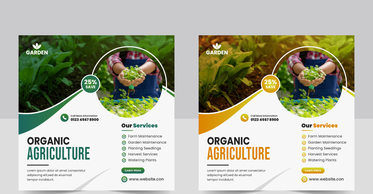 Agro farm services social media post banner and Agricultural and ...